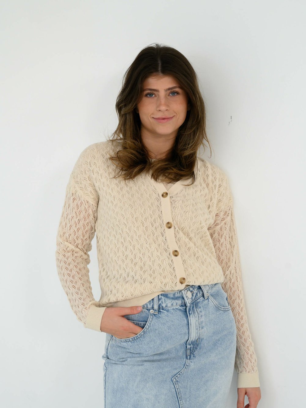 Selected Femme Agny Long Sleeve Knit Cardigan - Hvit | Getinspired.no