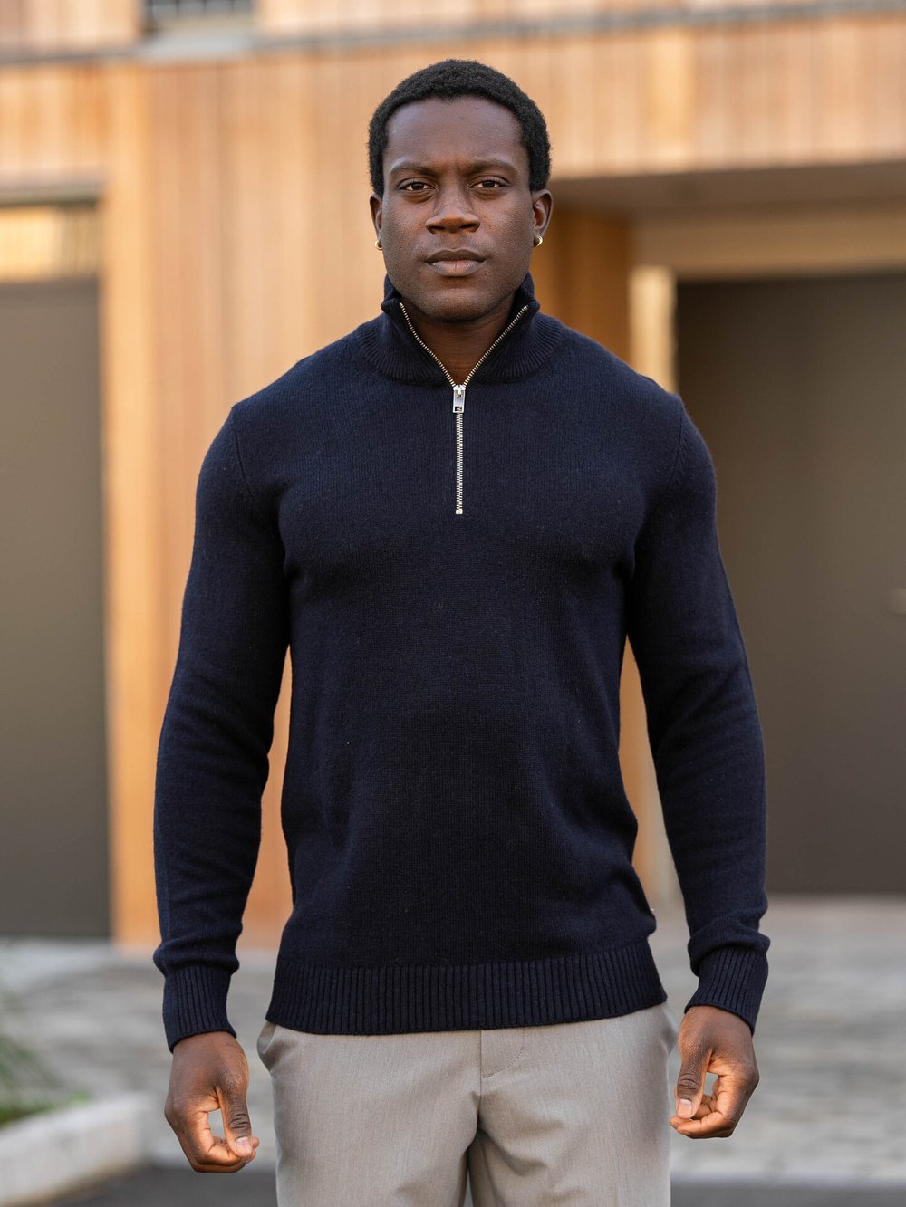 Jack and Jones Lambswool Knit Half Zip - Blå | Getinspired.no