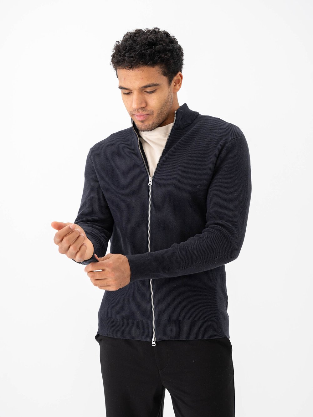 Only & Sons Phil Regular Structure Card Knit - Blå | Getinspired.no