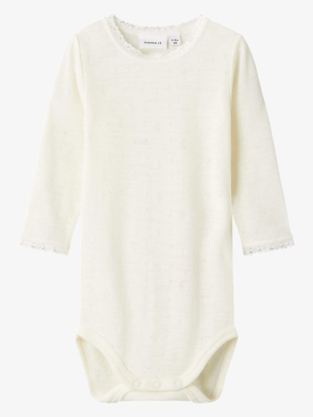 Name It Wang Wool Needle Long Sleeve Body Solid Noos - Hvit ...