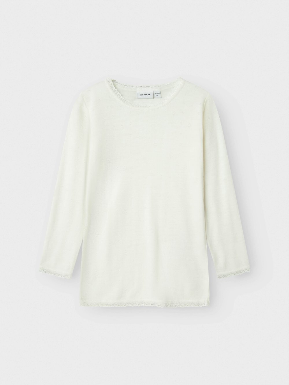 Name It Wang Wool Needle Long Sleeve Top Solid - Hvit | Getinspired.no