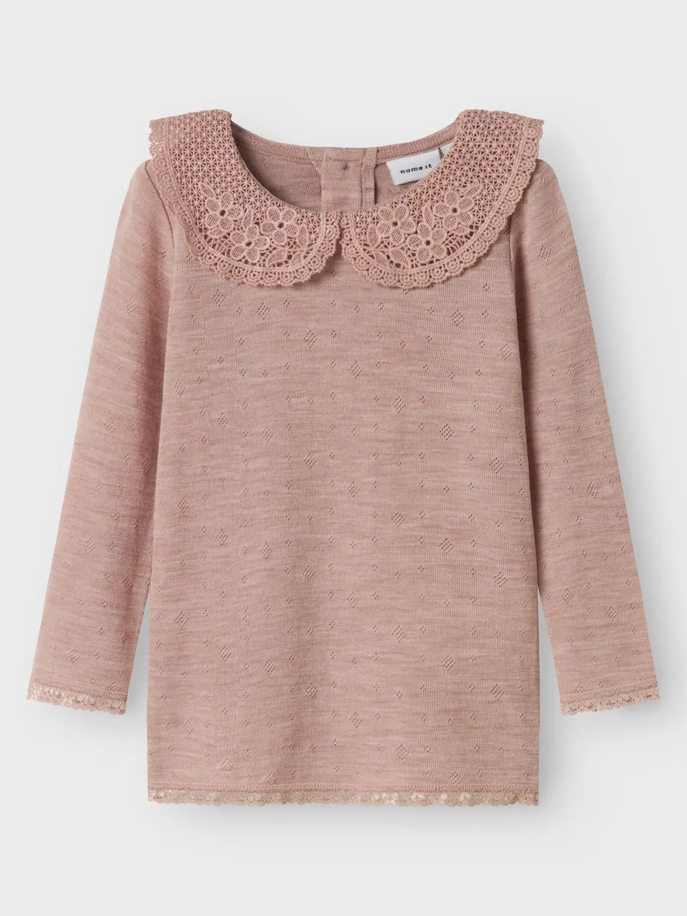 Name It Wang Wool Needle Long Sleeve Top W/Collar - Grå | Getinspired.no
