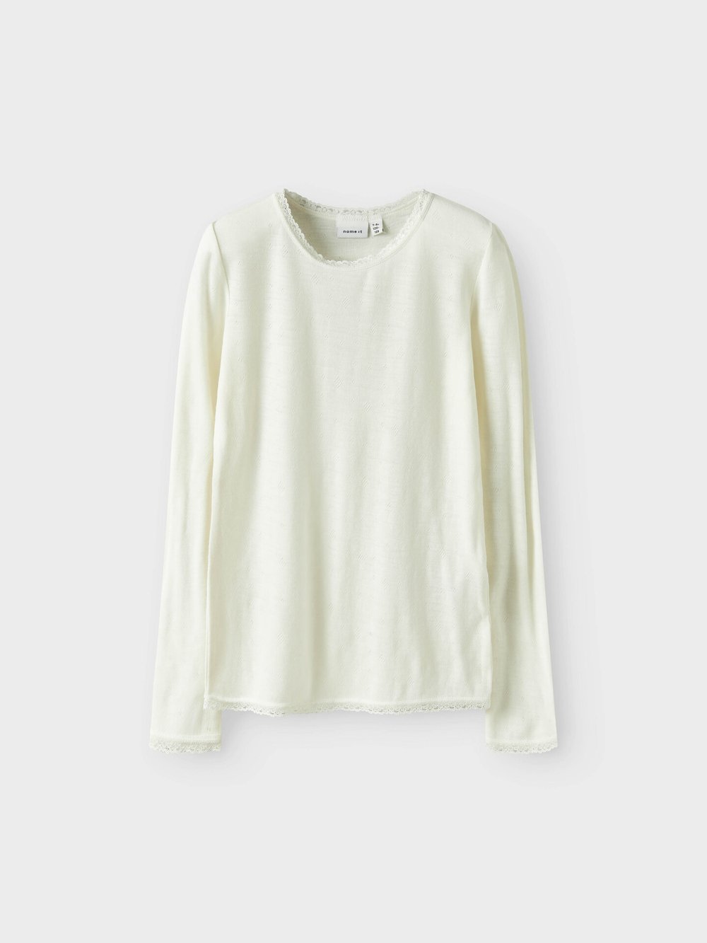 Name It Wang Wool Needle Long Sleeve Top Solid - Hvit | Getinspired.no