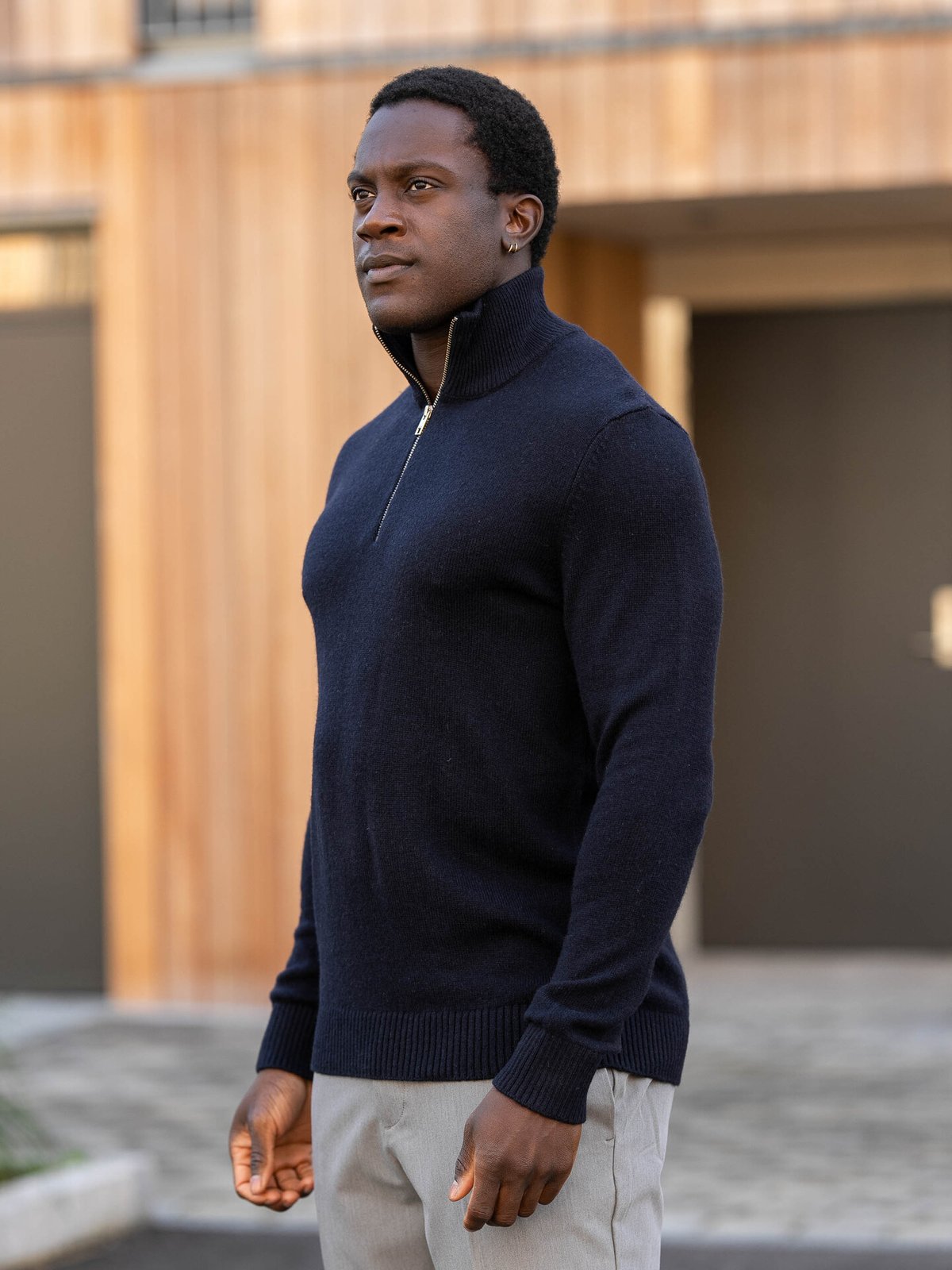 Jack and Jones Lambswool Knit Half Zip - Blå | Getinspired.no
