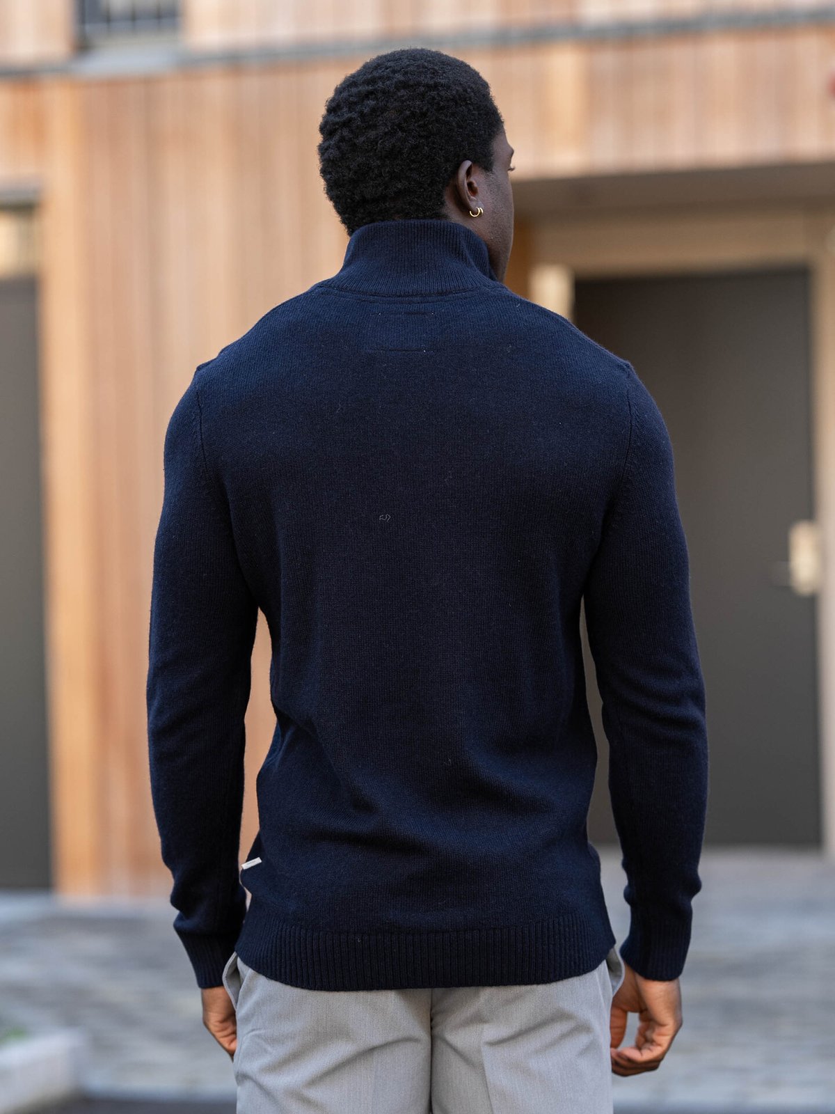 Jack and Jones Lambswool Knit Half Zip - Blå | Getinspired.no