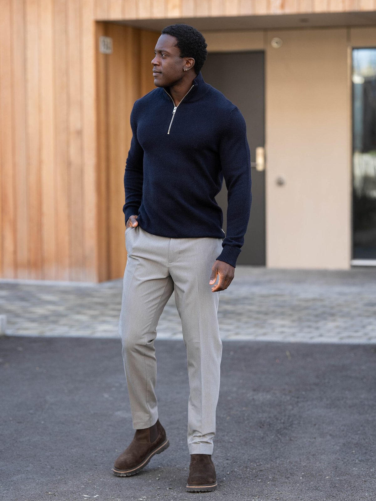 Jack and Jones Lambswool Knit Half Zip - Blå | Getinspired.no