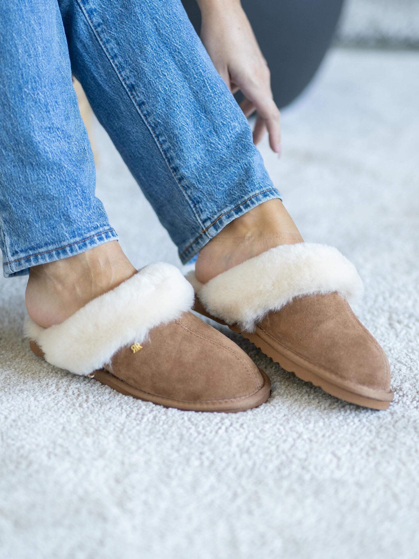 Roberto Rosso Sheepskin Slipper - Brun | Getinspired.no
