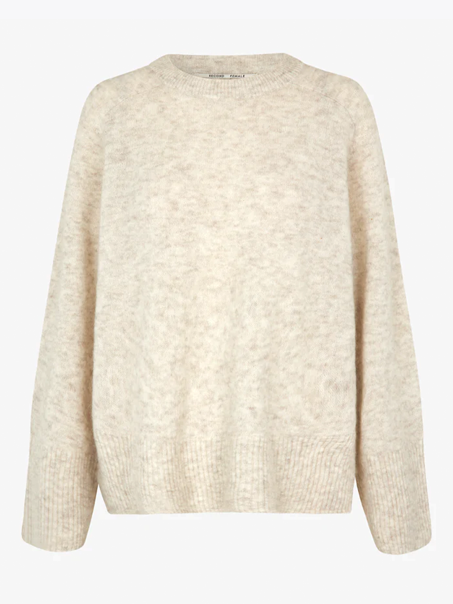 Second Female Brookline Knit Raglan O- Neck - Beige | Getinspired.no