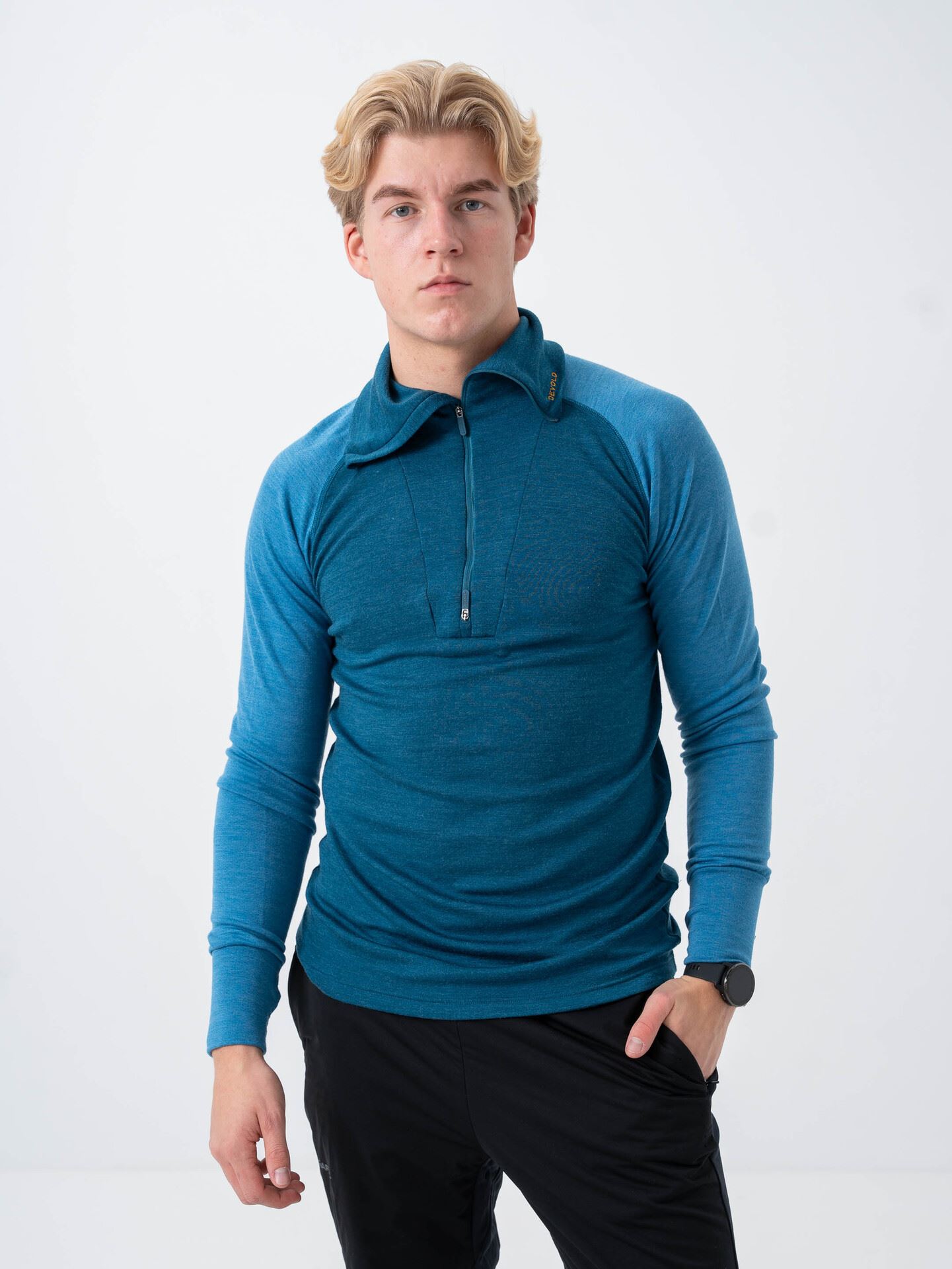 Devold Expedition Merino Silk Zip Man - Blå | Getinspired.no