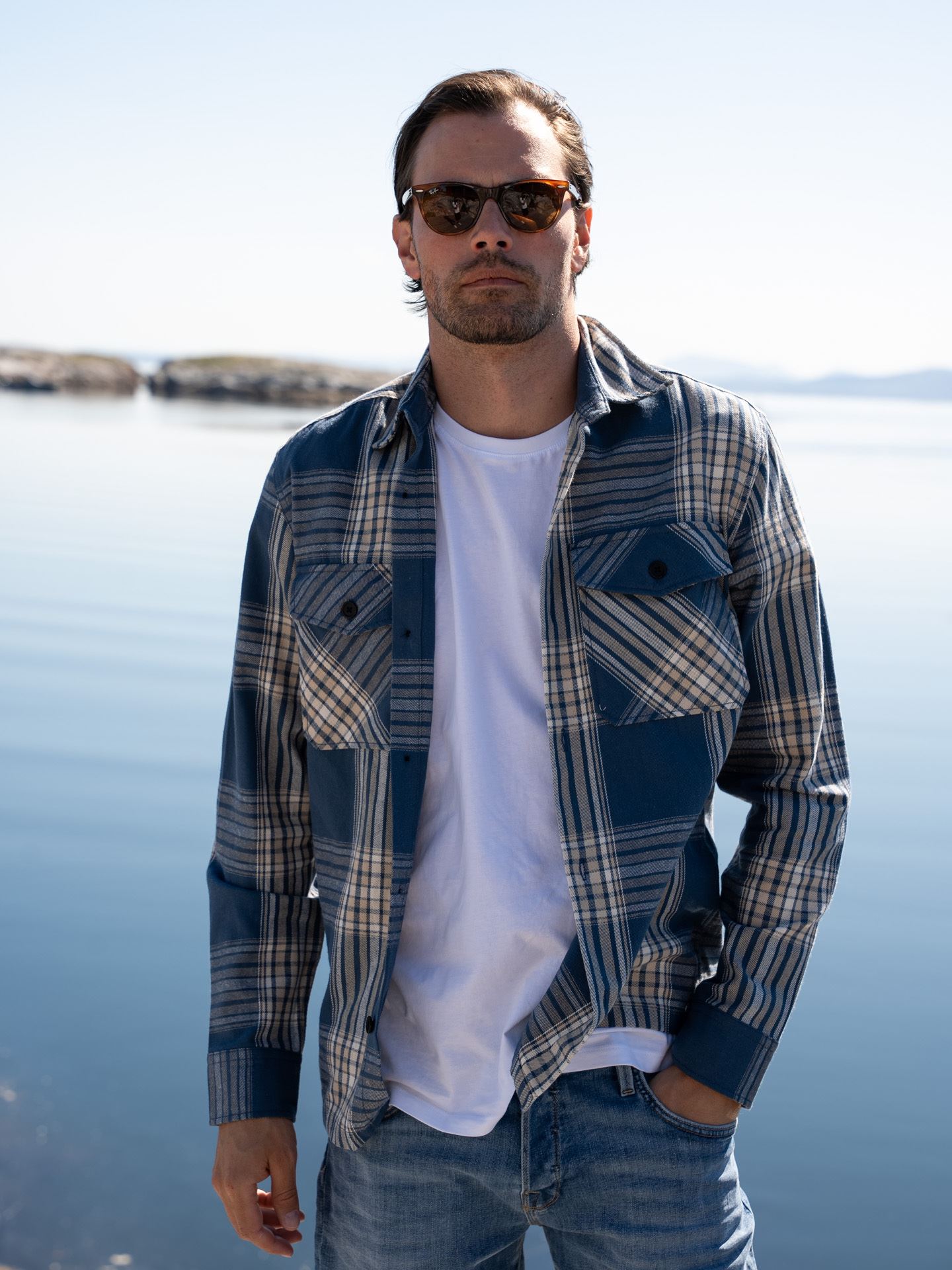 Jack and Jones Croy Spring Check Overshirts Long Sleeve - Blå ...